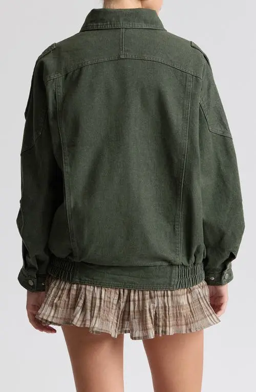 Avec Les Filles Denim Belted Bomber Jacket - Caper