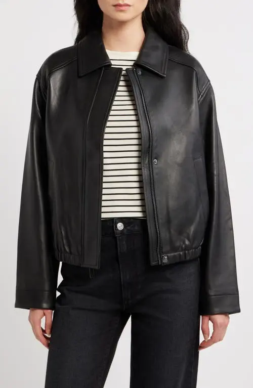 Michael Kors Leather Bomber - Black