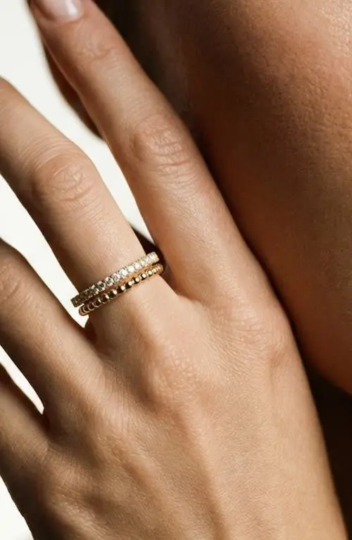 Argento Vivo Bezel Set Cubic Zirconia & Milgrain Ring Set