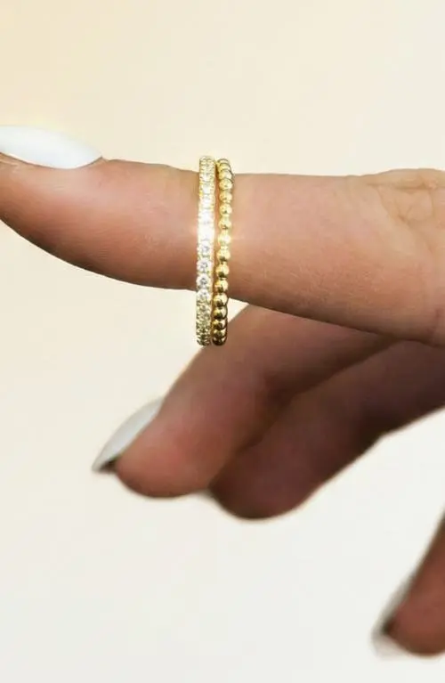 Argento Vivo Bezel Set Cubic Zirconia & Milgrain Ring Set