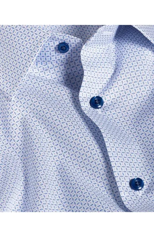 David Donahue Regular Fit Microcheck Cotton Dress Shirt - Blue/berry