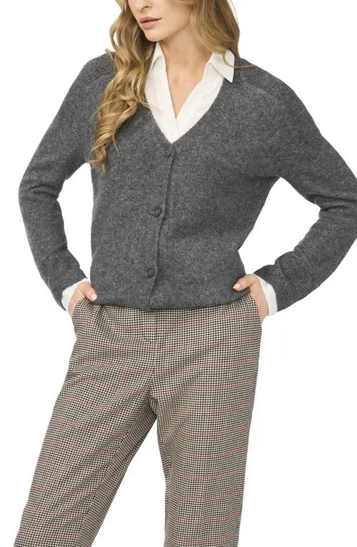 Halogen Mixed Media Twofer V-neck Cardigan - Medium Heather Grey