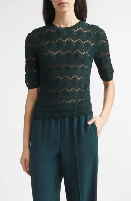 Vince Pointelle Knit Cotton Blend Sweater - Juniper