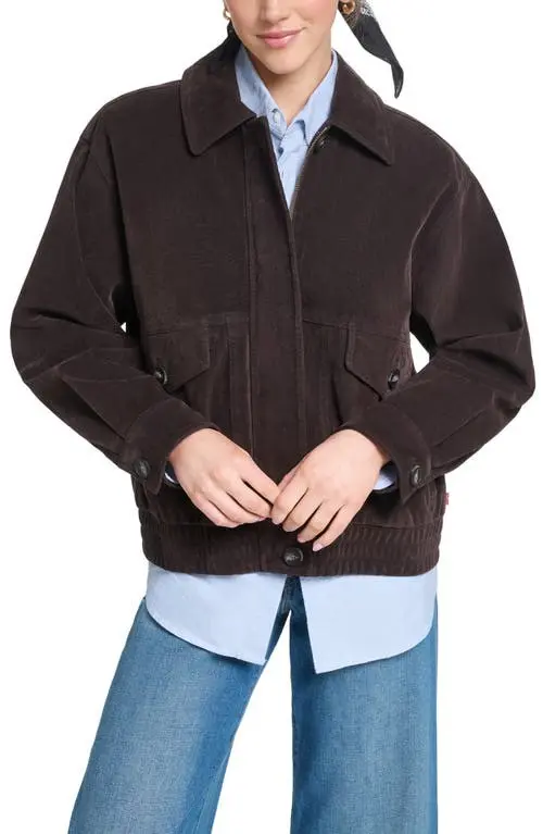 LEVI'S Relaxed Fit Faux Suede Dad Bomber Jacket - Java