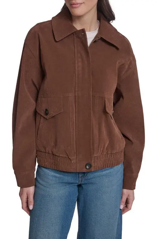 LEVI'S Relaxed Fit Faux Suede Bomber Jacket - Maple