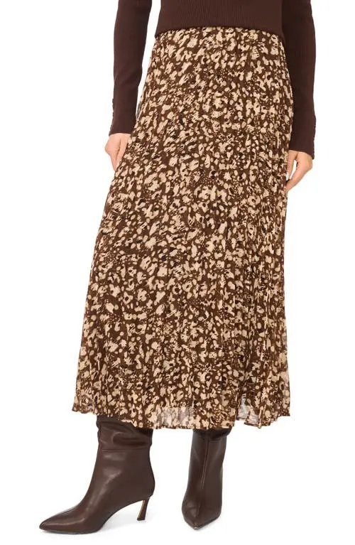 Halogen Pleated Patterned Midi Skirt