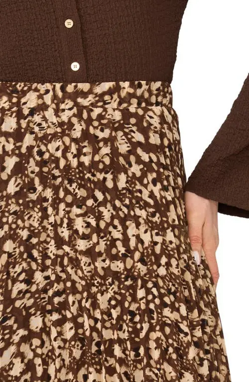 Halogen Pleated Patterned Midi Skirt