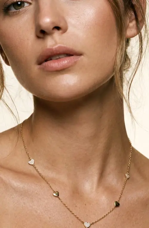 Argento Vivo Pavé Heart Station Necklace
