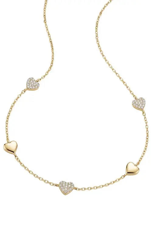 Argento Vivo Pavé Heart Station Necklace