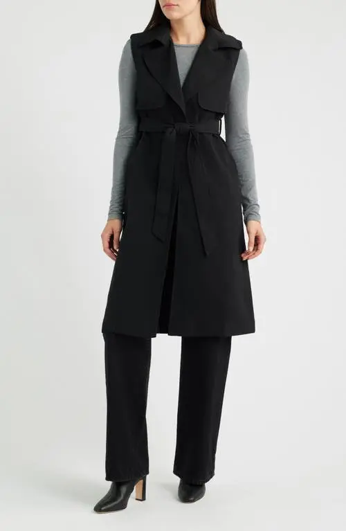 Halogen Sleeveless Belted Trench Coat