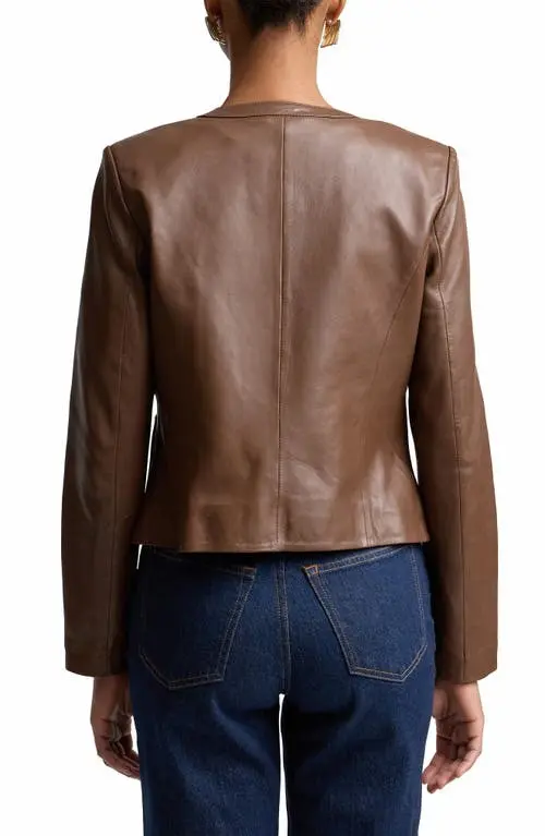 Bagatelle Basketweave Detail Leather Jacket - Saddle