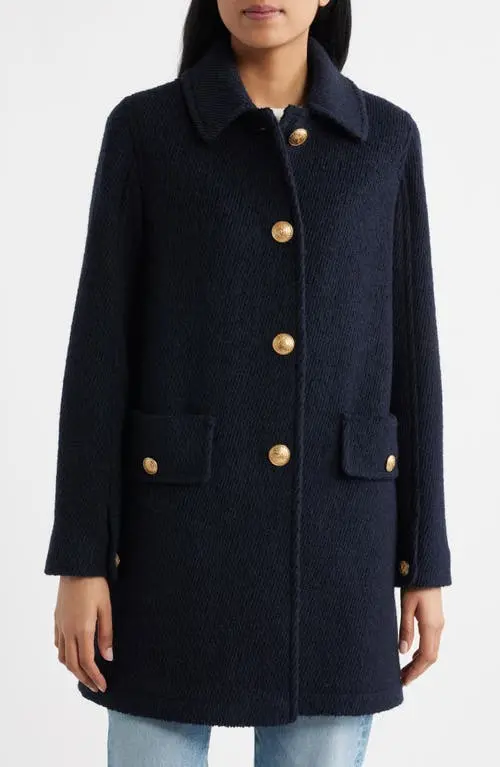 Sam Edelman Crested Button Coat - Navy
