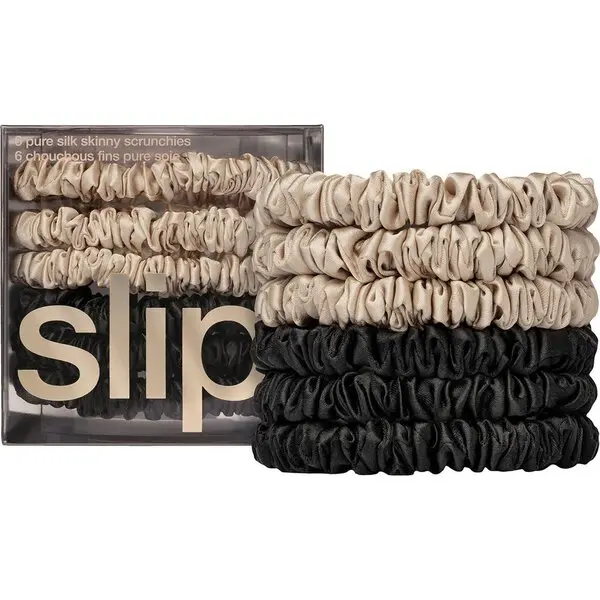 Slip Pure Silk 6-pack Skinny Scrunchies $51 Value - Black