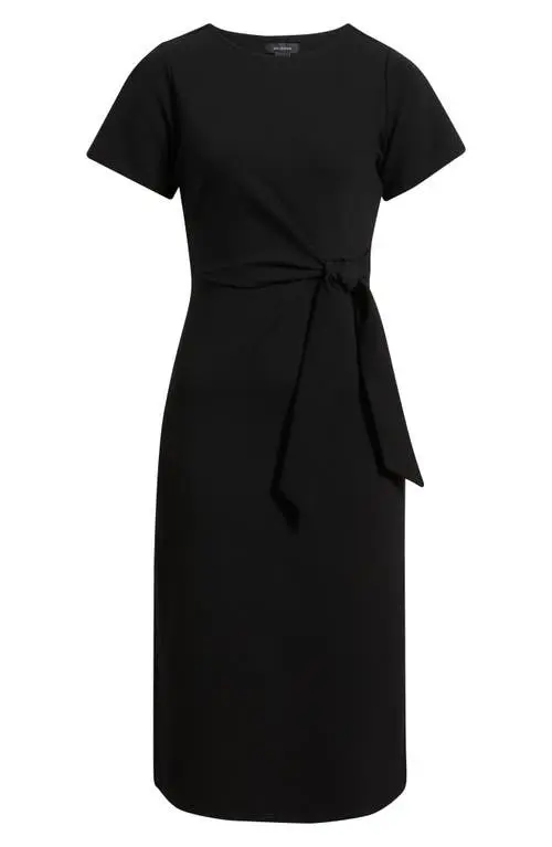 Halogen Tie Front Short Sleeve Midi Dress