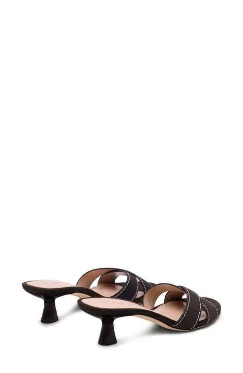 STUART WEITZMAN Minimalist Kitten Heel Slide Sandal - Shadow Suede