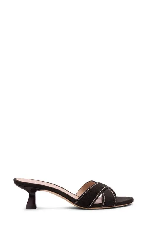 STUART WEITZMAN Minimalist Kitten Heel Slide Sandal - Shadow Suede