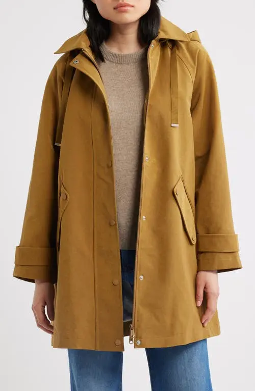 Bernardo Flared Hooded Raincoat - Tan