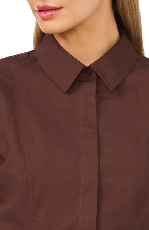 Halogen Princess Seam Button-up Shirt - Chicory Coffee