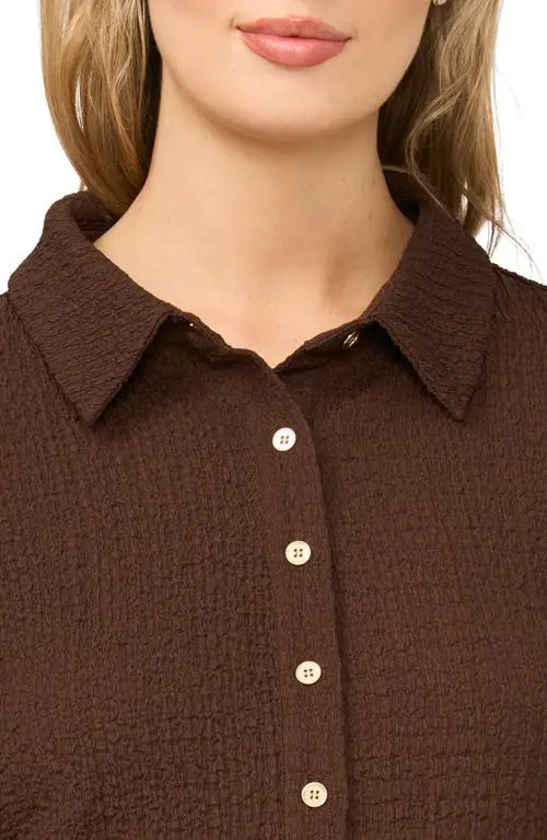 Halogen Flare Sleeve Knit Button-up Shirt