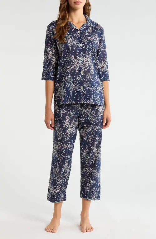 PAPINELLE Cherry Blossom Cotton Voile Pajamas - Navy