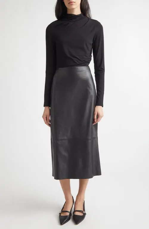 Vince Leather Midi Skirt