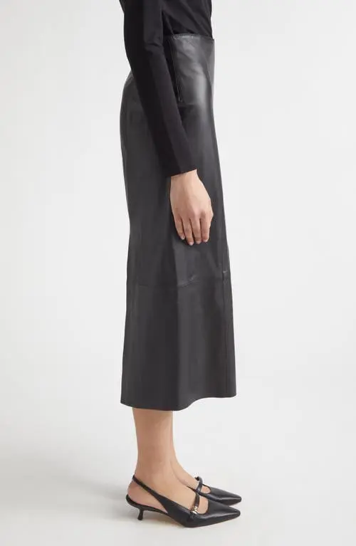 Vince Leather Midi Skirt