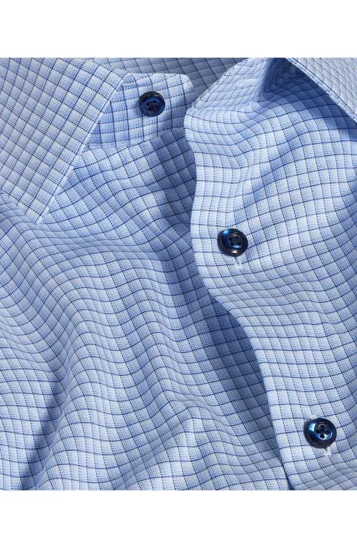 David Donahue Slim Fit Shadow Check Stretch Cotton Twill Dress Shirt - Blue