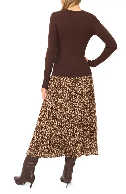 Halogen Button Cuff Rib Crewneck Sweater - Chicory Coffee