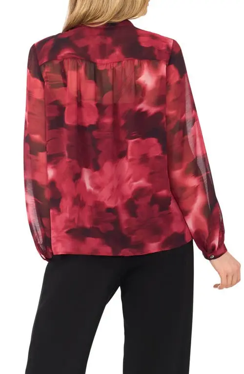 Halogen Shirred Mock Neck Button-up Shirt
