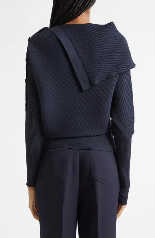 REISS Lexi Button Shawl Rib Sweater