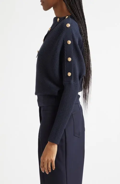REISS Lexi Button Shawl Rib Sweater