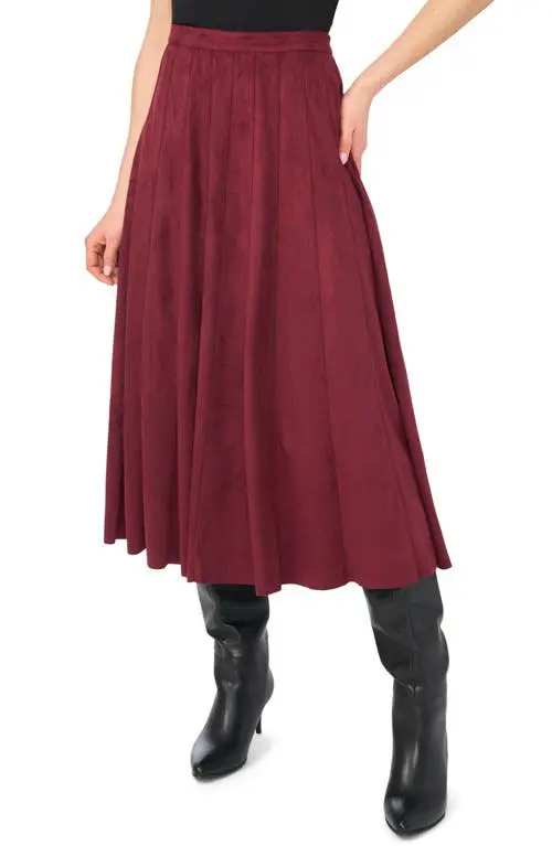 Halogen Panelled Pintuck Faux Suede Midi Skirt - Winterberry