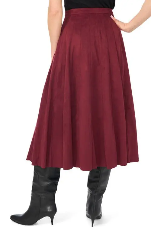 Halogen Panelled Pintuck Faux Suede Midi Skirt - Winterberry