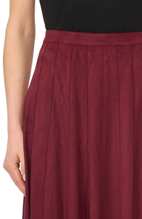 Halogen Panelled Pintuck Faux Suede Midi Skirt - Winterberry