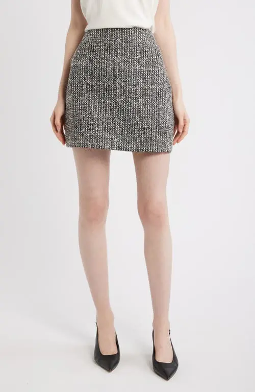 Theory High Waist Tweed Miniskirt - Black Multi