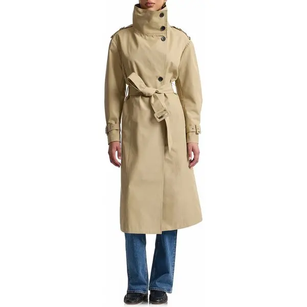 Avec Les Filles Belted Cotton Blend Trench Coat - Beige