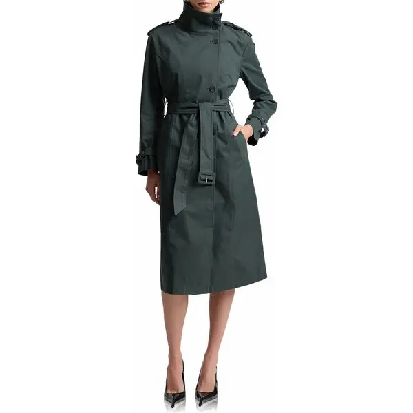 Avec Les Filles Belted Cotton Blend Trench Coat - Seagrass