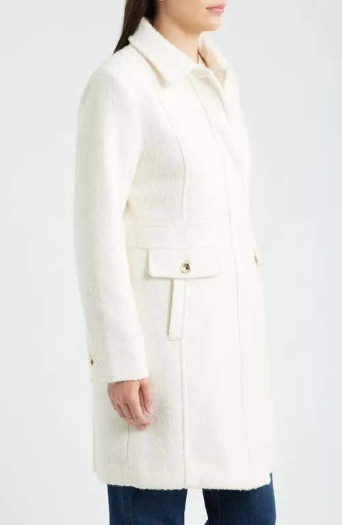 Sam Edelman Inset Waist Bouclé Coat - Modern Ivory
