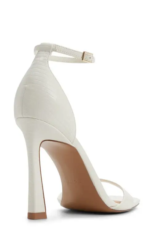 Aldo Evvie Ankle Strap Sandal With Square Toe And Flare Heel - White
