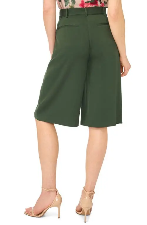 Halogen Belted Pleated Bermuda Shorts - Midnight Sage