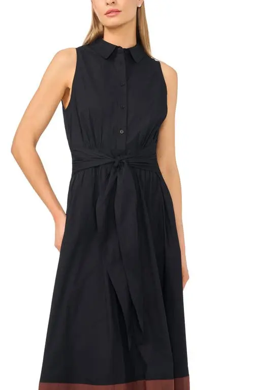 Halogen Tie Waist Shirtdress - Rich Black