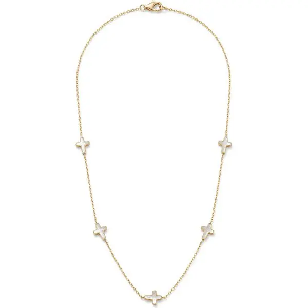 Argento Vivo Mother-of-pearl Cross Station Necklace - Gold