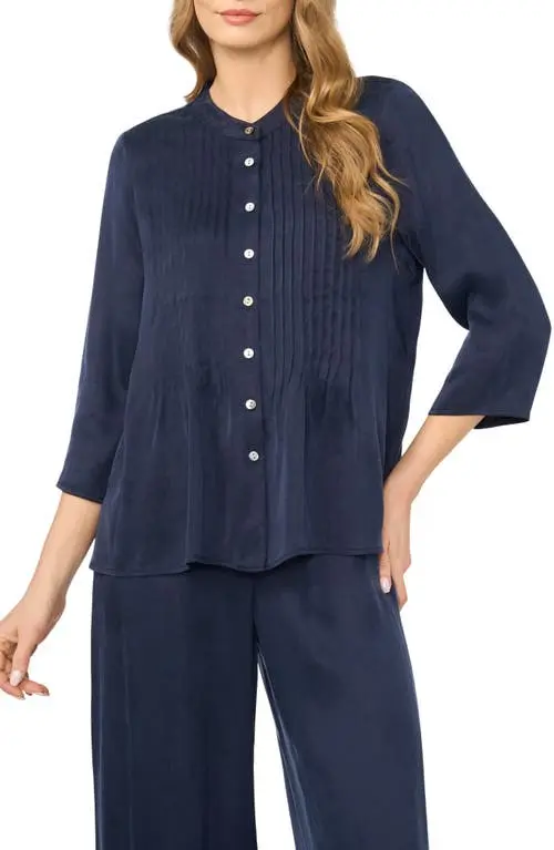 Halogen Pintuck Top - Classic Navy