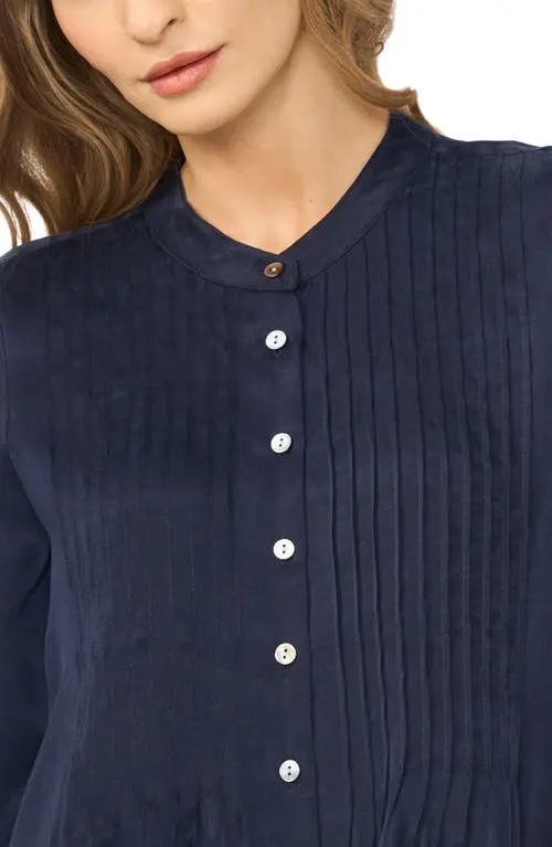Halogen Pintuck Top - Classic Navy