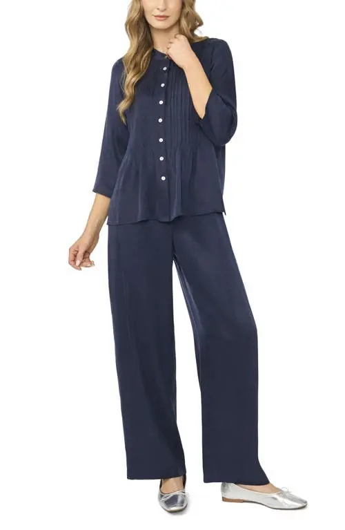 Halogen Pintuck Top - Classic Navy