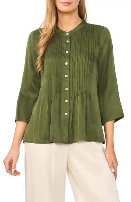 Halogen Pintuck Top - Midnight Sage