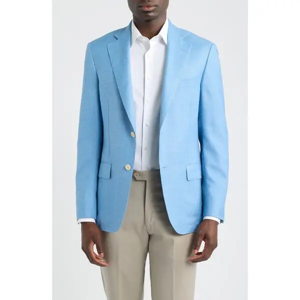 HERITAGE GOLD Light Slub Wool Blend Sport Coat - Blue