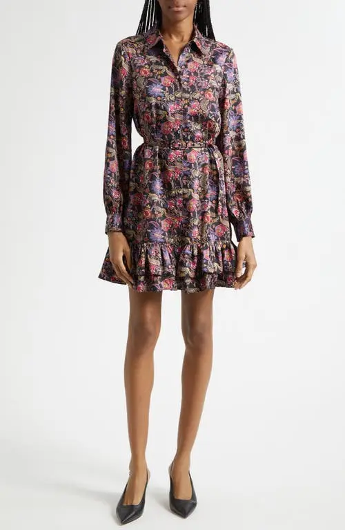 Cinq À Sept Tirza Paisley Eclipse Long Sleeve Shirtdress - Black Multi