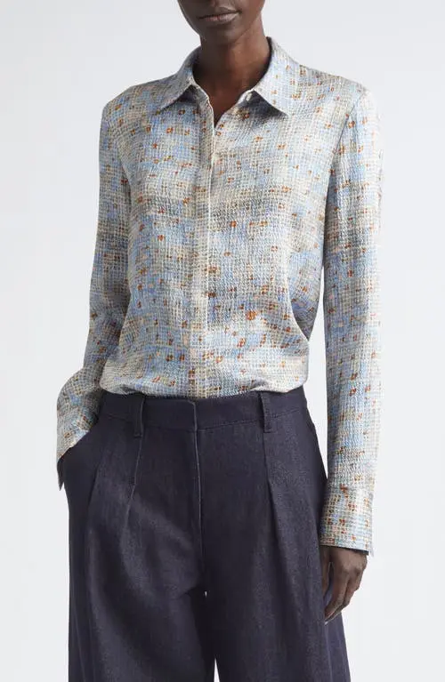Lafayette 148 New York Scottie Stretch Silk Printed Shirt