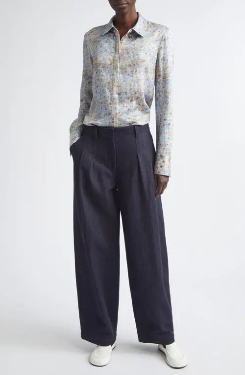 Lafayette 148 New York Scottie Stretch Silk Printed Shirt